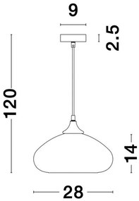 Nova Luce Závěsné svítidlo SAVAZ chromové sklo černý kov černý kabel E27 1x12W