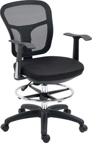 Kancelářská židle Vinsetto Ergonomická počítačová židle 95-115 cm s područkami a podnožkou Mesh Black pro kancelář a domácí kancelář |