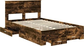 Rám postele s čelo Kouřový dub 120 x 200 cm Kompozitní dřevo 3410917