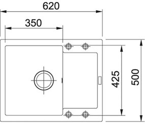 Franke Maris MRG 611-62 Granitový dřez s odkapem oboustranné provedení, 62x50cm, pískový melír, 114.0284.760
