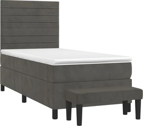 Box spring postel s matrací tmavě šedá 100x200 cm samet 3137888