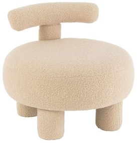 Béžová kulatá stolička s opěrkou Teddy Bouclé Beige - Ø 52*49 cm