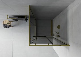 Mexen Rio, čtvercový sprchový kout s posuvnými dveřmi 70 (dveře) x 70 (dveře) x 190 cm, 5mm šedé sklo, zlatý profil, 860-070-070-50-40