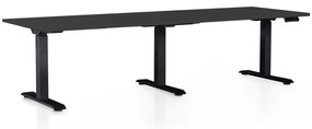 Výškově nastavitelný stůl OfficeTech Long, 240 x 80 cm, černá podnož, černá