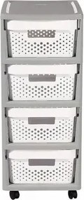 Curver INFINITY Dots Regál se zásuvkami 4x11l bílo-šedá