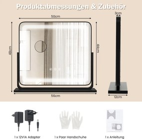Costway Stolek LED podsvícené zrcadlo Make-up Mirror se světly – 56 × 12 × 48 cm