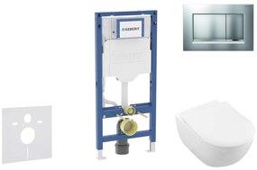 Geberit Duofix - Set předstěnové instalace, klozetu Subway 2.0 a sedátka softclose, tlačítko Sigma20, matný chrom/chrom SANI11CK2114