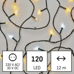 LED Vánoční venkovní řetěz 120xLED/2 funkce 17m IP44 teplá/studená bílá