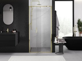Mexen Exo, výklopné sprchové dveře 125 cm, čiré sklo, zlatá, 819-125-000-50-00