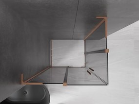 Mexen Velar L Duo, sprchový kout s posuvnými dveřmi 100 x 90 cm, 8mm šedé sklo, měděná matná, 871-100-090-02-43-65