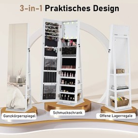 Costway 360° Otočná skříňka na šperky Volně stojící organizér na šperky