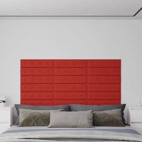 vidaXL Nástěnné panely 12 ks 60 x 15 cm umělá kůže 1,08 m² [343981] Barva: vínová červená