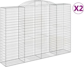 Klenuté gabionové koše 2 ks 300x50x200/220cm pozinkované železo 3146791