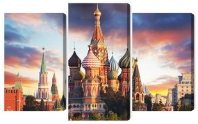 Vícedílný obraz Pohled Z Moskvy Na Rudé Náměstí A Katedrálu Nedostatek Nedostatek Přírodní plátno 180x120