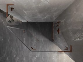 Mexen Lunar, L pravý výklopný pětiúhelníkový sprchový kout 100 x 90 cm, 8mm čiré sklo, profil růžové zlato, 831L-100P-090L-60-00-P