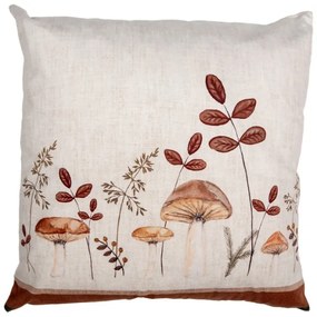 Béžový povlak na polštář s podzimním motivem přírody a houbiček Little Fall Jewels – 45x45 cm