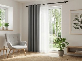 Světle šedý závěs OXFORD 140x250 cm Zavěšení: Kovové kroužky