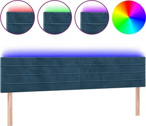 Čelo postele s LED tmavě modré 200x5x78/88 cm samet 3121822