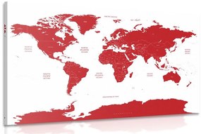 Obraz mapa světa s jednotlivými státy v červené barvě Varianta: 90x60