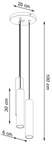 Závěsné svítidlo Lino 3p, 3x dřevěné stínítko