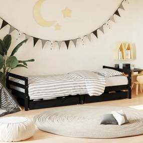 vidaXL Dětská postel se zásuvkami 90x200 cm masivní borové dřevo [834439] Barva: Černá