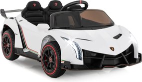 Costway Dětské elektrické auto Lamborghini s dálkovým ovládáním a LED – bílý