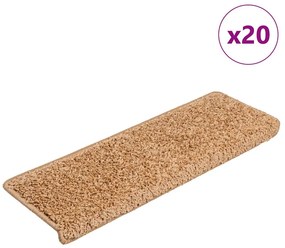 Schodové rohože 20 ks 65 x 21 x 4 cm béžové s obdélníkovým okrajem 3365853