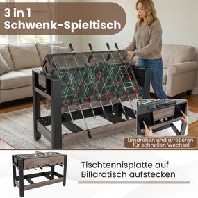 Costway 3-in-1 otočný hrací stůl 49palcový kombinovaný se stolním fotbalem