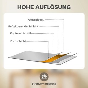HOMCOM obdélné nástěnné zrcadlo 70 × 50 cm — černý kovový rám ve stylu okna, dekorativní zrcadlo do obýváku, ložnice a předsíně