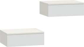 HOMCOM 2dílná sada nočních stolků, nástěnný design, zásuvka, do ložnice, dřevotříska, bílá
