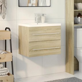 vidaXL Skříňka se zápustným umyvadlem dřevotříska [3325046] Barva: kouřový dub