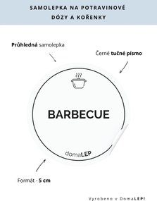 Samolepka na kořenky BARBECUE průhledná 5 cm tučné písmo