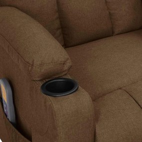 Elektrické masážní křeslo hnědé textil 3098831