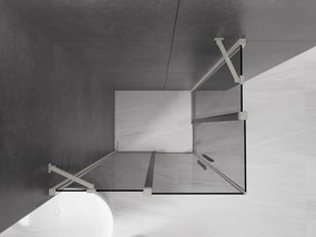 Mexen Velar Duo, sprchový kout s posuvnými dveřmi 90 x 80 cm, 8mm šedé sklo, broušená ocel, 871-090-080-42-97