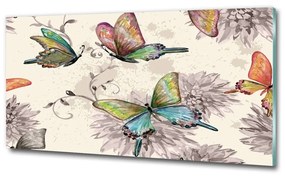 Wallmuralia Foto obraz skleněný horizontální Motýli a květiny 100x50