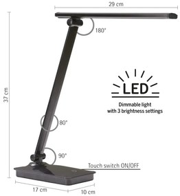 ONLI - LED Stmívatelná stolní lampa s USB portem DESKI LED/7W/230V 4000K černá