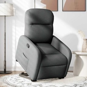 Zvedací polohovací křeslo tmavě šedé textil 3302973