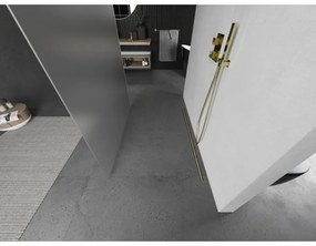 Mexen Kioto, sprchová zástěna Walk-In 100 x 200 cm, 8mm sklo námraza, zlatý matný profil, 800-100-002-55-30