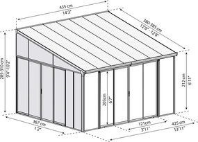 Palram - Canopia Torino 4 x 4,25 antracit - zimní zahrada