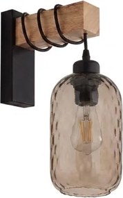 BRILAGI - Nástěnné svítidlo WOOD GLASS 1xE27/60W/230V borovice/černá/kouř hnědá