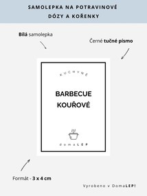 Samolepka na kořenky BARBECUE KOUŘOVÉ bílá 3 × 4 cm tučné písmo