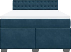 Box spring postel s matrací modrá 160 x 200 cm samet 3286370