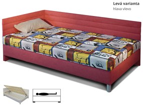 NEW DESIGN postele Čalouněná postel ELITE s čely a úložným prostorem, matrace a rošt v ceně, 110×200 cm Velikost postele: 110 × 200 cm, Strana: Levá