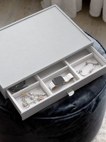 Krabička na šperky Stackers Pebble s 9 přihrádkami se zásuvkou supersize bílá