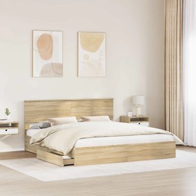 Postel s úložným prostorem se zásuvkou Sonoma dub 180 x 200 cm 3408433