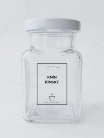 Samolepka na kořenky KMÍN ŘÍMSKÝ průhledná 3 × 4 cm tučné písmo