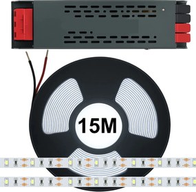 Set 15M Led pásek bílý studený Smd 2835 pásek 12V IP20 Premium