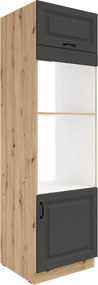 STILO gr | vysoká skříňka 60 DPM-210 2F na vestavnou troubu a mikrovlnku | 60 cm | UNI dvířka | artisan/grafit