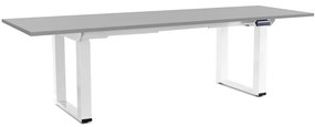Výškově nastavitelný stůl OfficeTech Strong 240 x 80 cm, bílá podnož, světle šedá