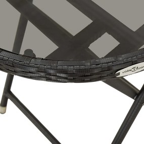 3dílný bistro set s poduškami černý polyratan a sklo 3278753